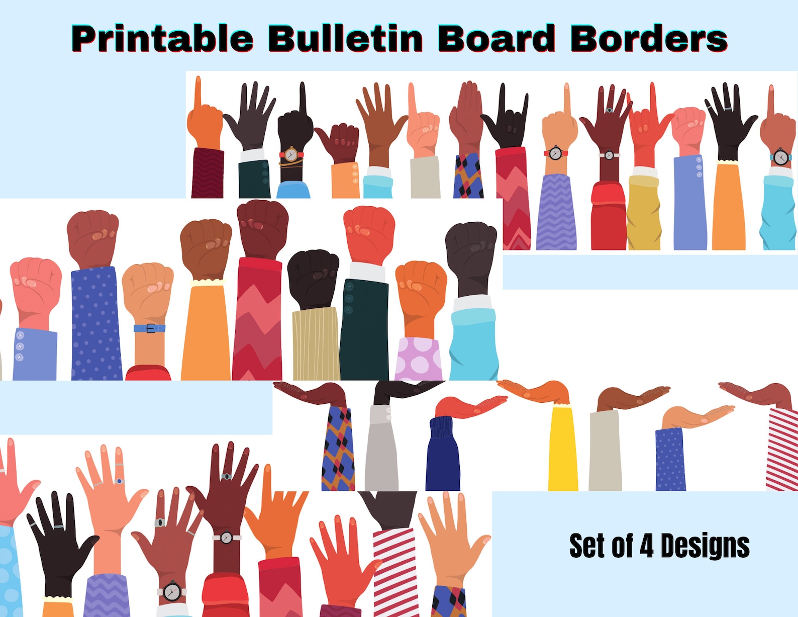 Printable Inclusive Art Bulletin Board Borders, Diversity Classroom ...