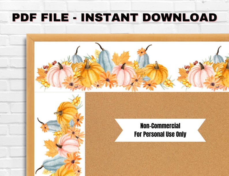 Printable Art Bulletin Board Borders, Fall Harvest Woodland Classroom ...