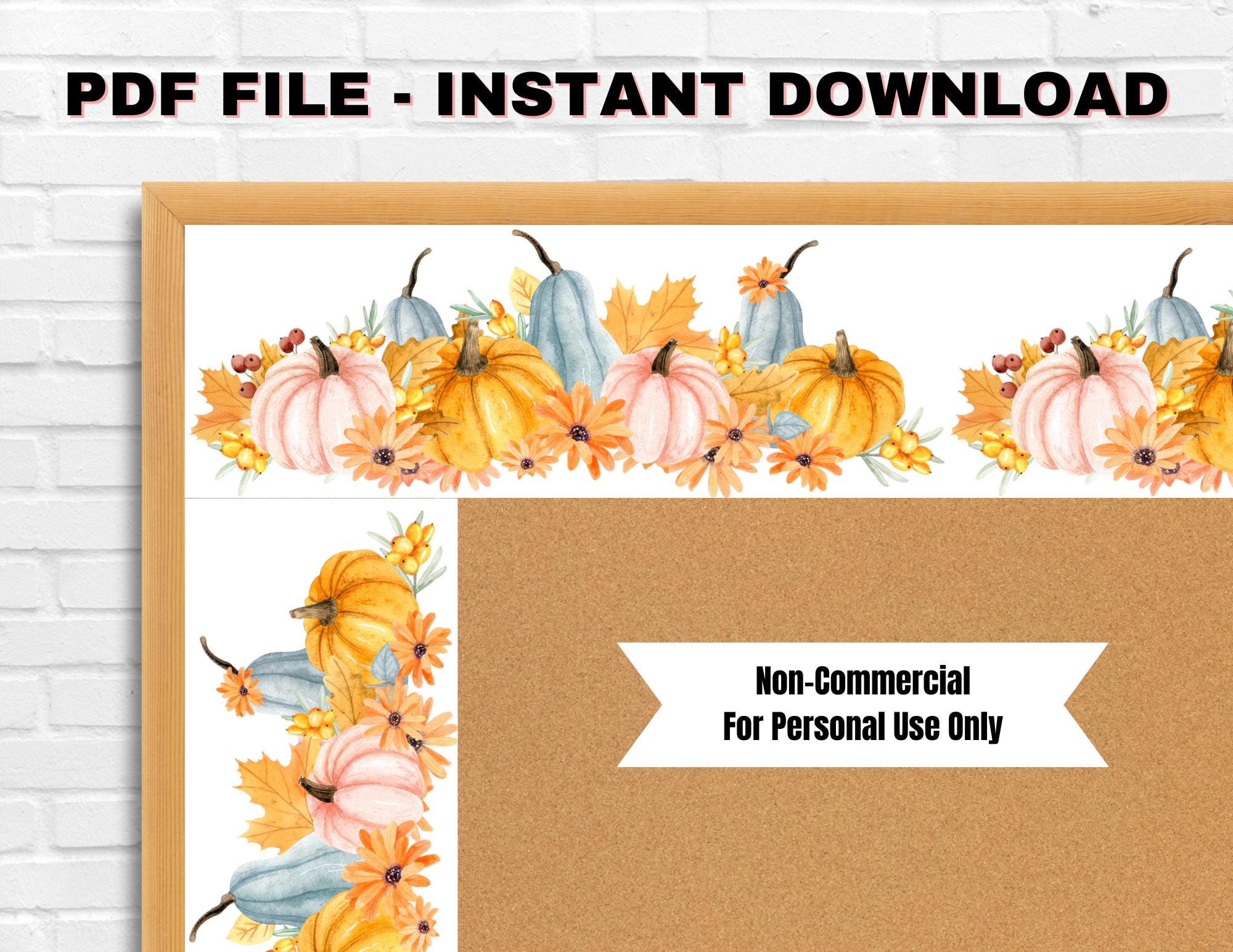 Printable Art Bulletin Board Borders, Fall Harvest Woodland Classroom ...