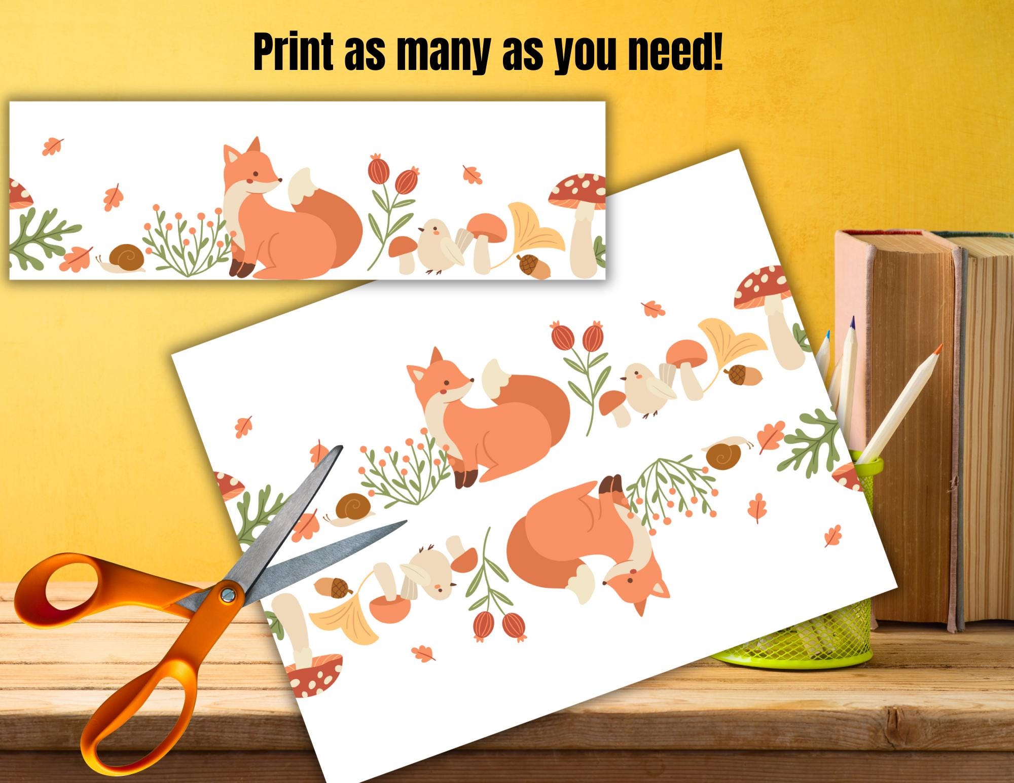 Printable Art Bulletin Board Borders, Fall Harvest Woodland Classroom ...