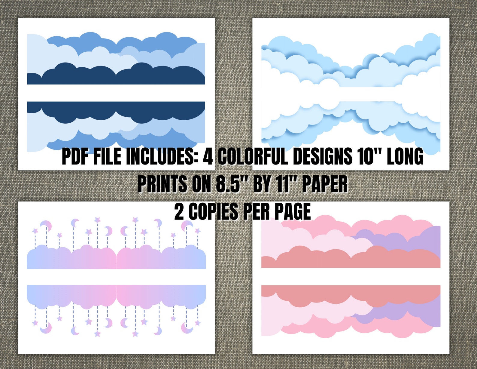 Printable Art Bulletin Board Borders, Colorful Clouds Classroom Decor ...