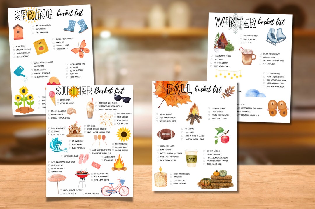Printable Seasonal Bucket List Value Pack, Digital Fun To-do Lists - Etsy