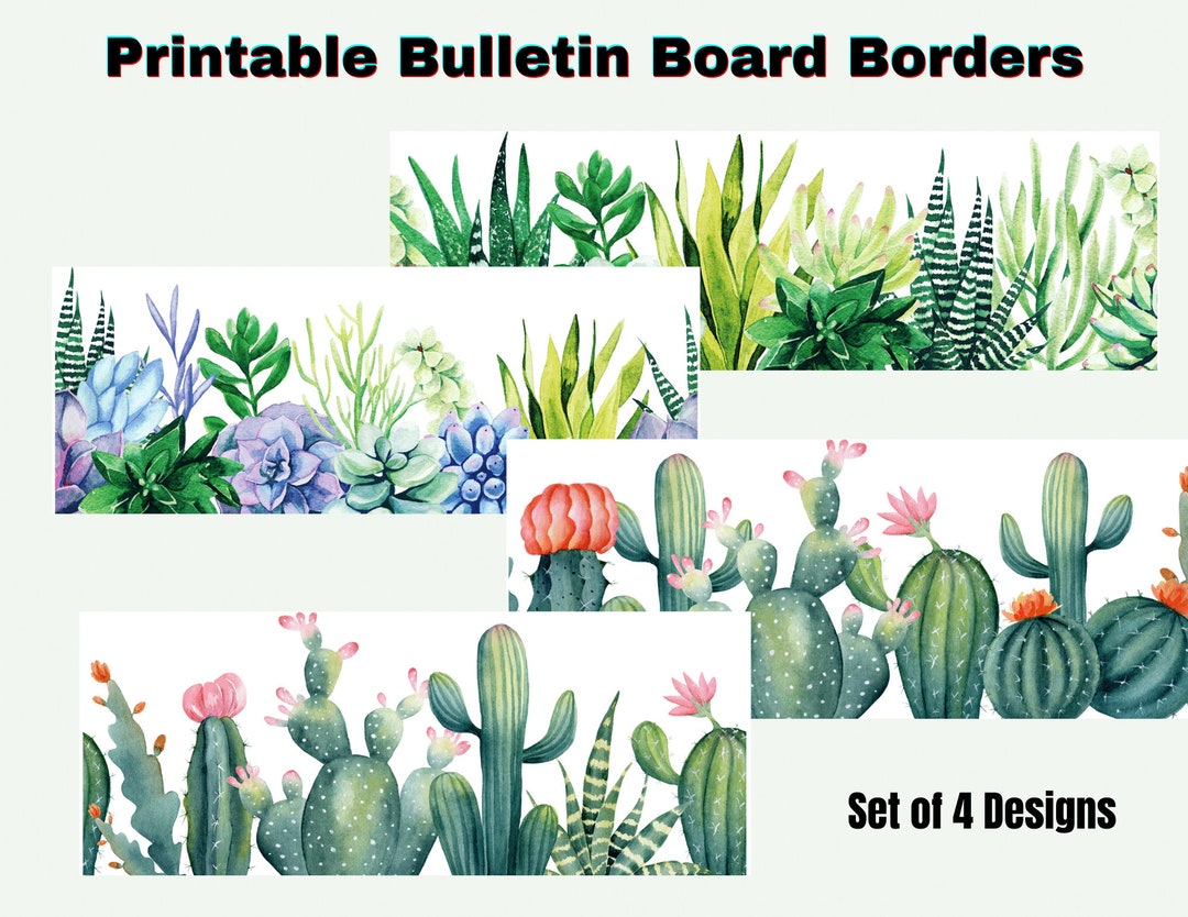 Printable Art Bulletin Board Borders, Succulents Cacti Classroom Decor ...