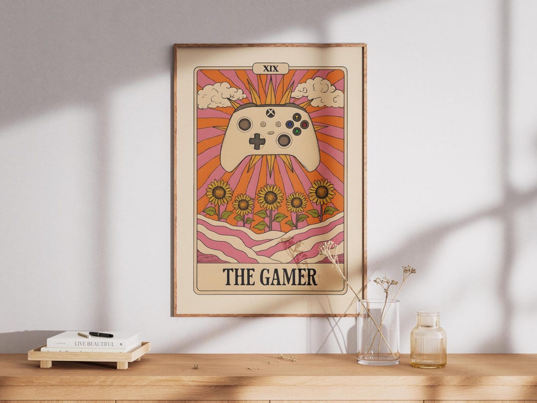 The Gamer Tarot Card Poster – Xbox Controller Wall Art, Sunflower ...