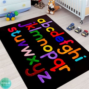 Children's Nursery ABC Rug, Alphabet Carpet, Childrens Bedroom Mat ...