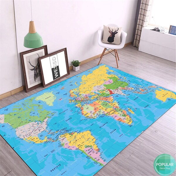 World Map Rug - Etsy