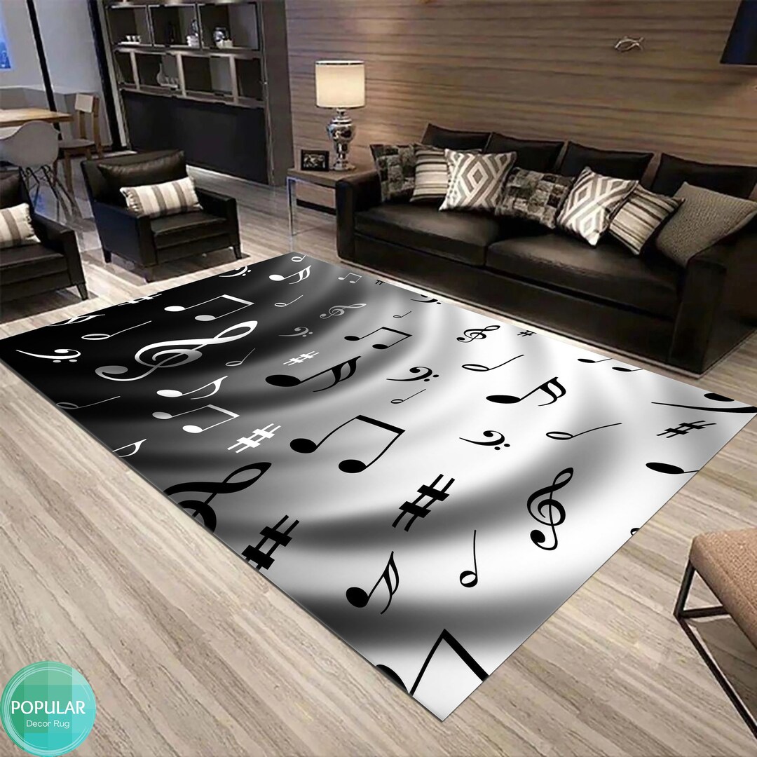 Music Mat, Musical Note Carpet, Music Art Rug, Record Rug, Song Art ...