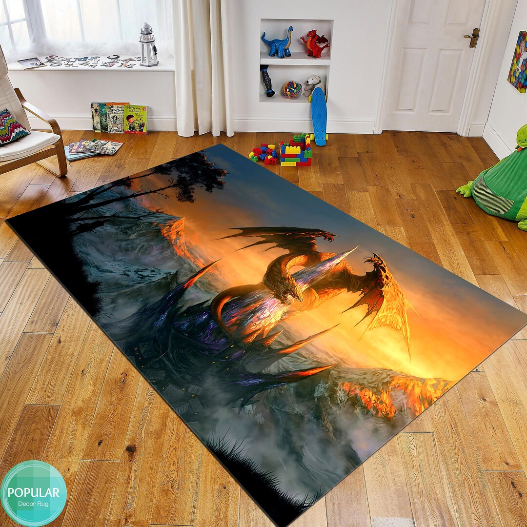 Dragon Rug, Dragon Area Rug, Dragon Carpet, Gaming Rug, Rugs for Living ...