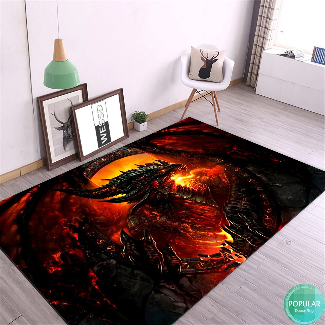 Dragon Mat, Draco Carpet, Wyvern Runner, Fantastic Rug, Illustration ...