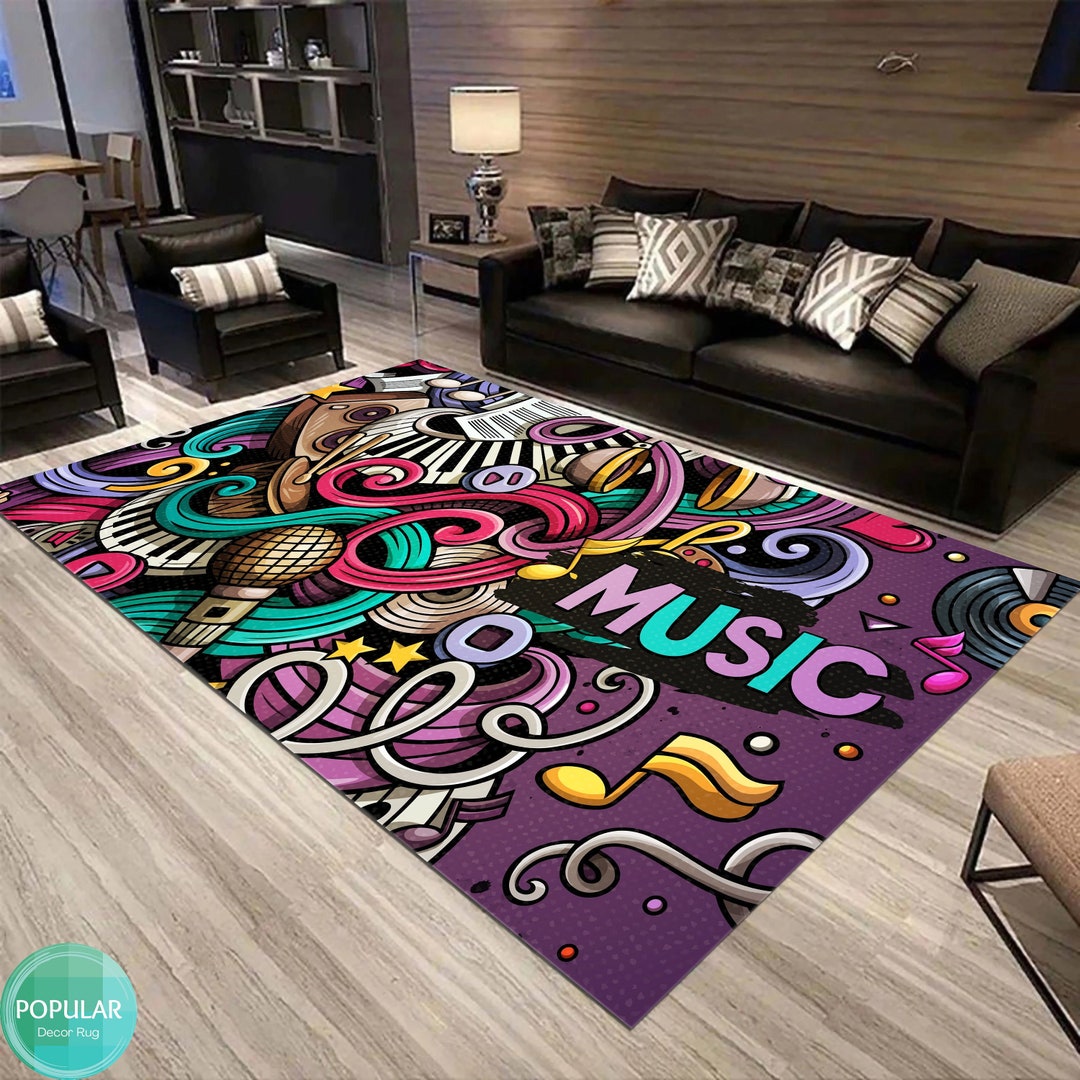 Music Mat, Song Art, Musical Note Carpet, Modern Rugs, Record Rug ...