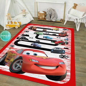 Red Car, Motorway Mat, Road Rug, Car Carpet, Mcqueen Art, Ground Runner ...