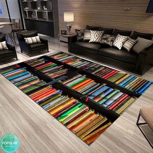 Book Rug, Library Carpet, Bookcase Mat, Athenaeum Mat, Bookshelf Art ...