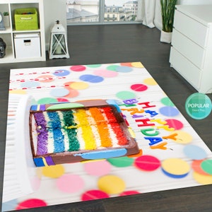 Happy Birthday Rug, Balloon Rug,happy Birthday Decor, Birthday Gift ...