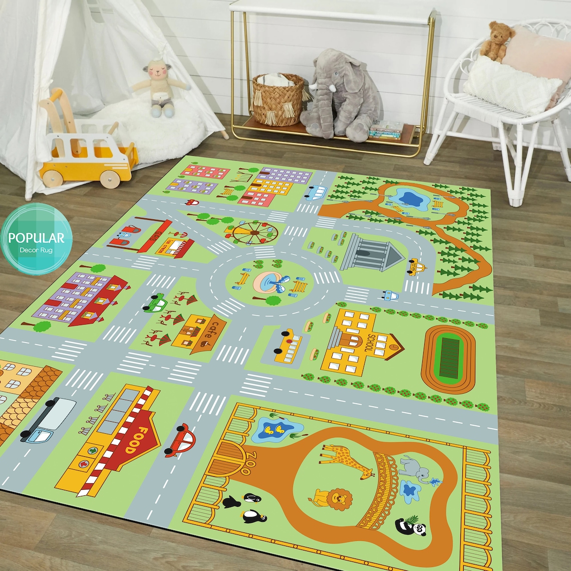 Kids City Traffic Rug Gray Road Map Playing Carpet Roadmap - Etsy
