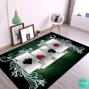 Playing Cards Symbols Area Rug, Poker Player Room Design Carpet, Casino ...