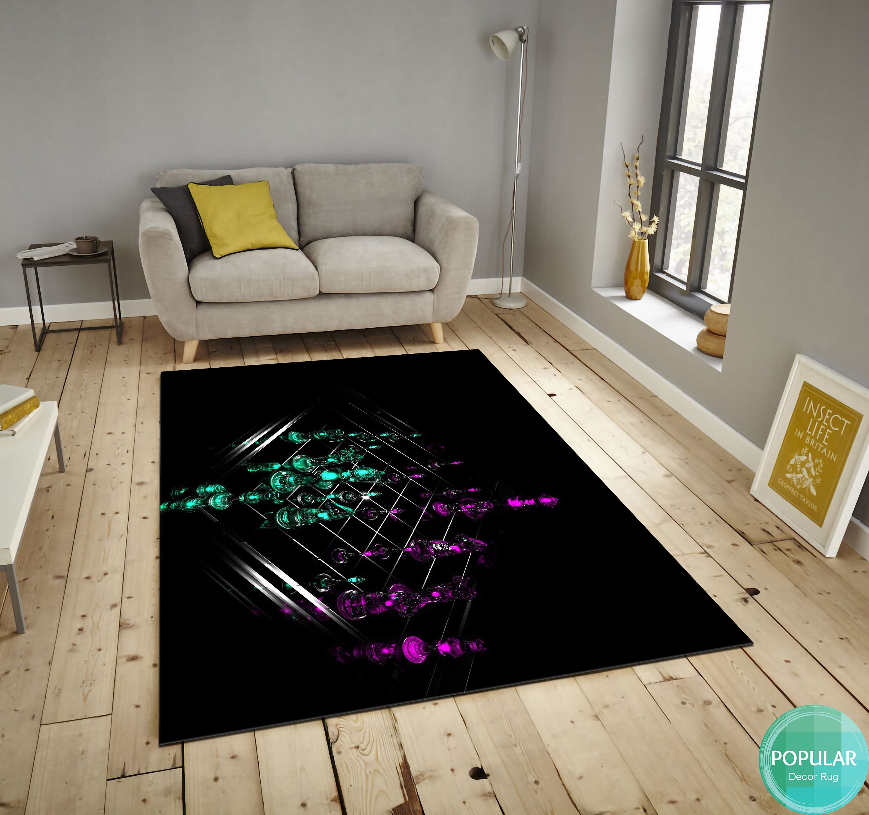Black Chess Mat, Chess Rug, Game Carpet, Gaming Runner, Chess Game Gift ...