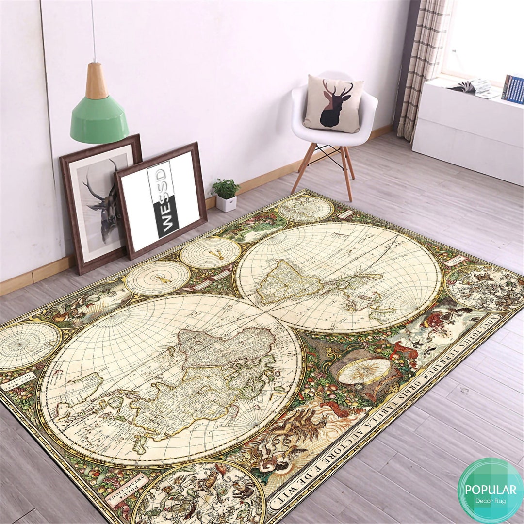 Atlas Map Rug, Chart Mat, Plan Carpet, Area Runner, Kids Play Rug ...
