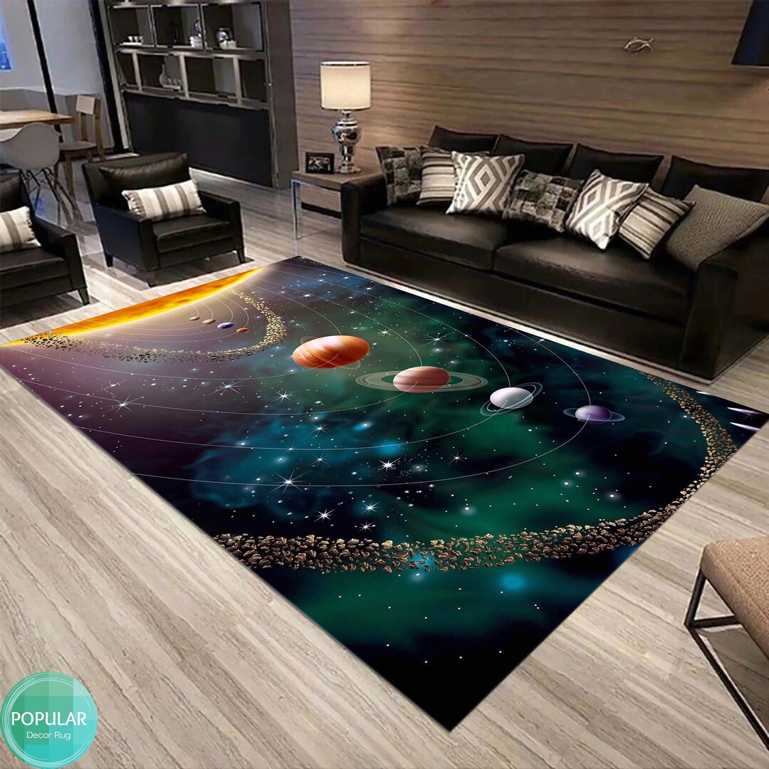 Globe Rug, Planet Mat, Space Carpet, Solar System, World Runner, Sun ...