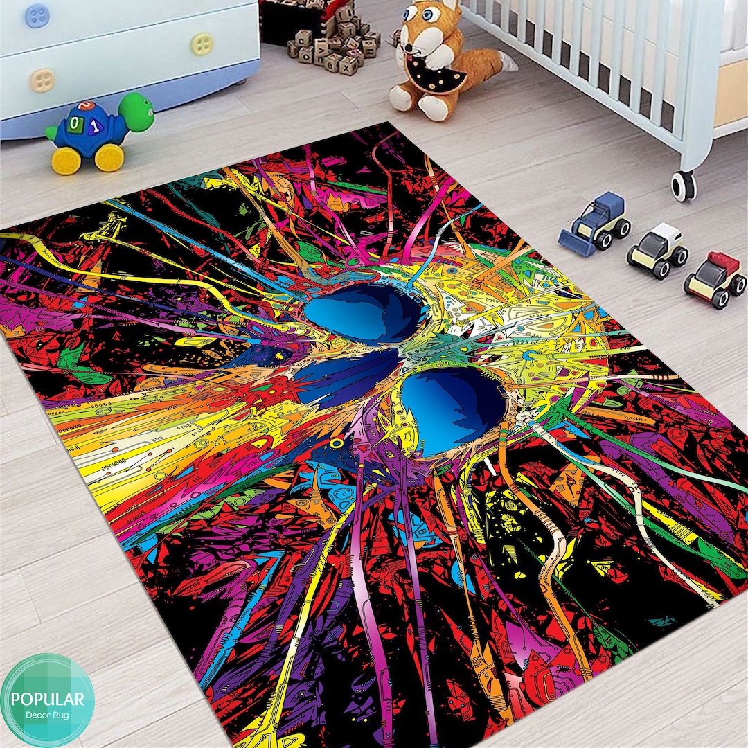 Skull Rug, Vivid Color Printed Area or Runner Rug With Bright Magic ...