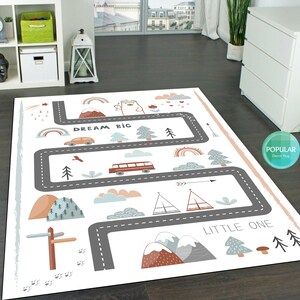 Kids City Traffic Rug, Gray Road Map Playing Carpet Roadmap Rugs for ...
