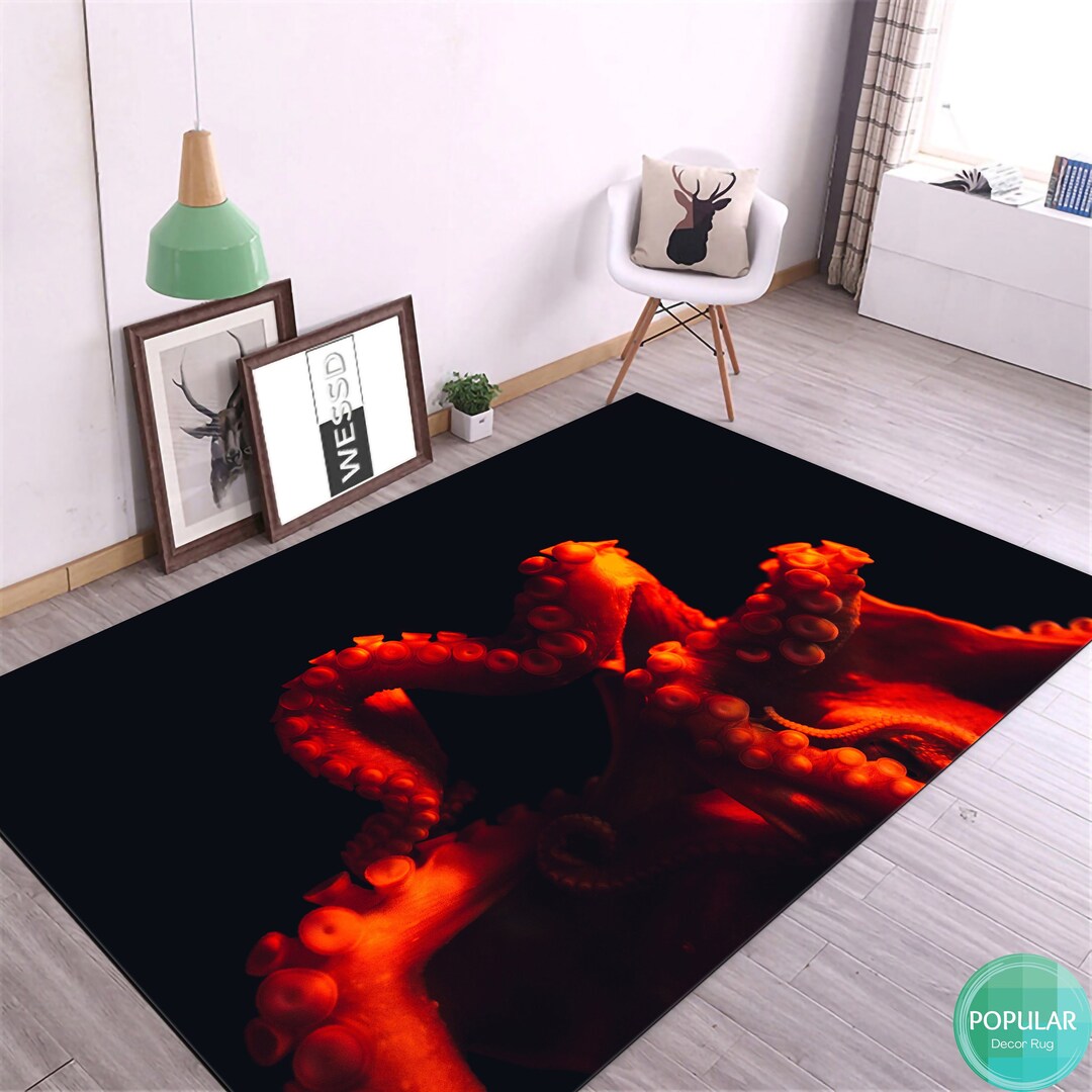 Orange Sea Animal, Octopus Mat, Octopod Rug, Polyp Carpet, Octopus ...