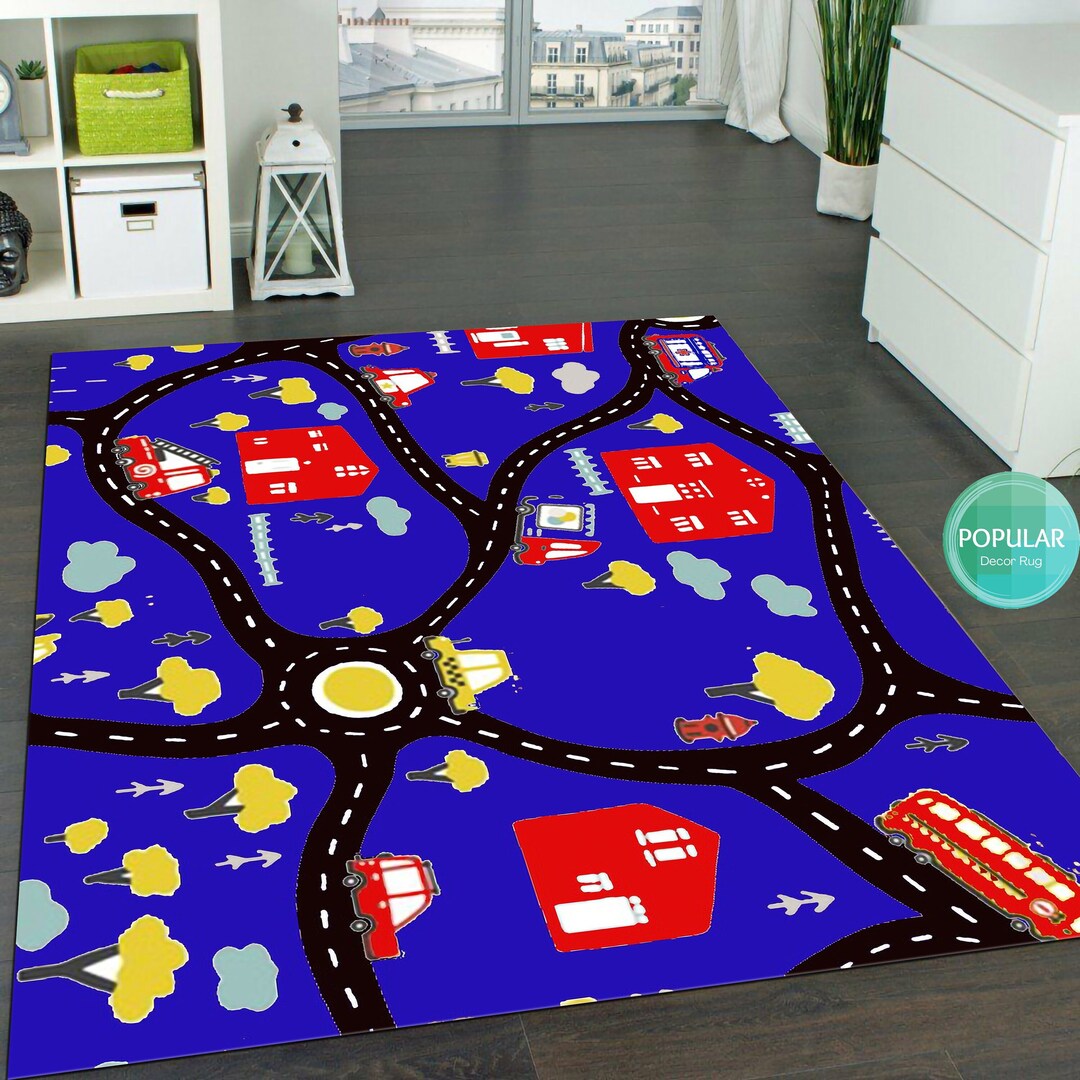Motorway Mat, Road Rug, Car Rug, Floor Carpet, Kids Room Runner, Car ...