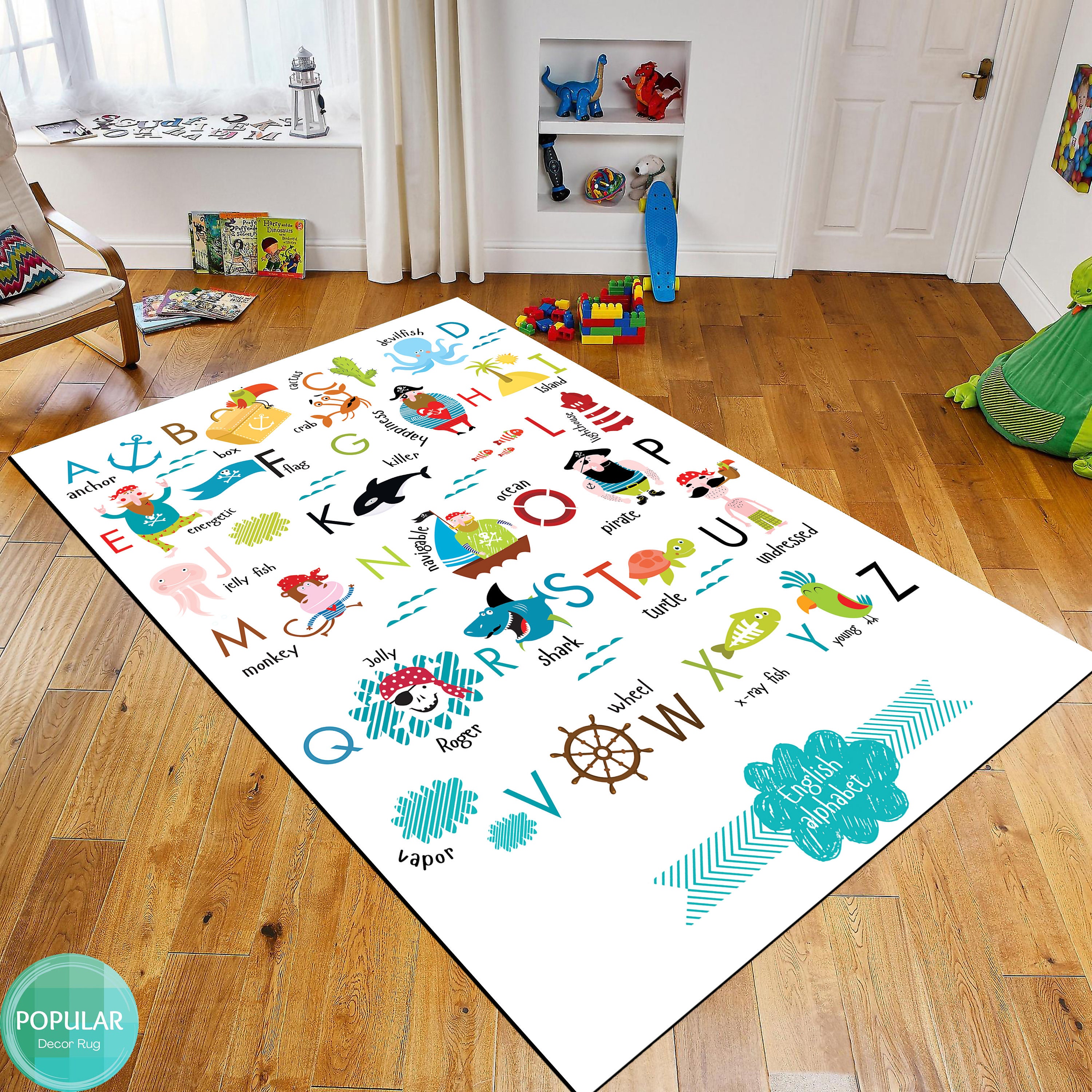 Children's Nursery ABC Rug, Alphabet Carpet, Childrens Bedroom Mat ...