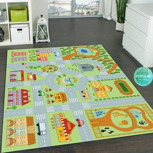 Kids City Traffic Rug, Gray Road Map Playing Carpet Roadmap Rugs for ...