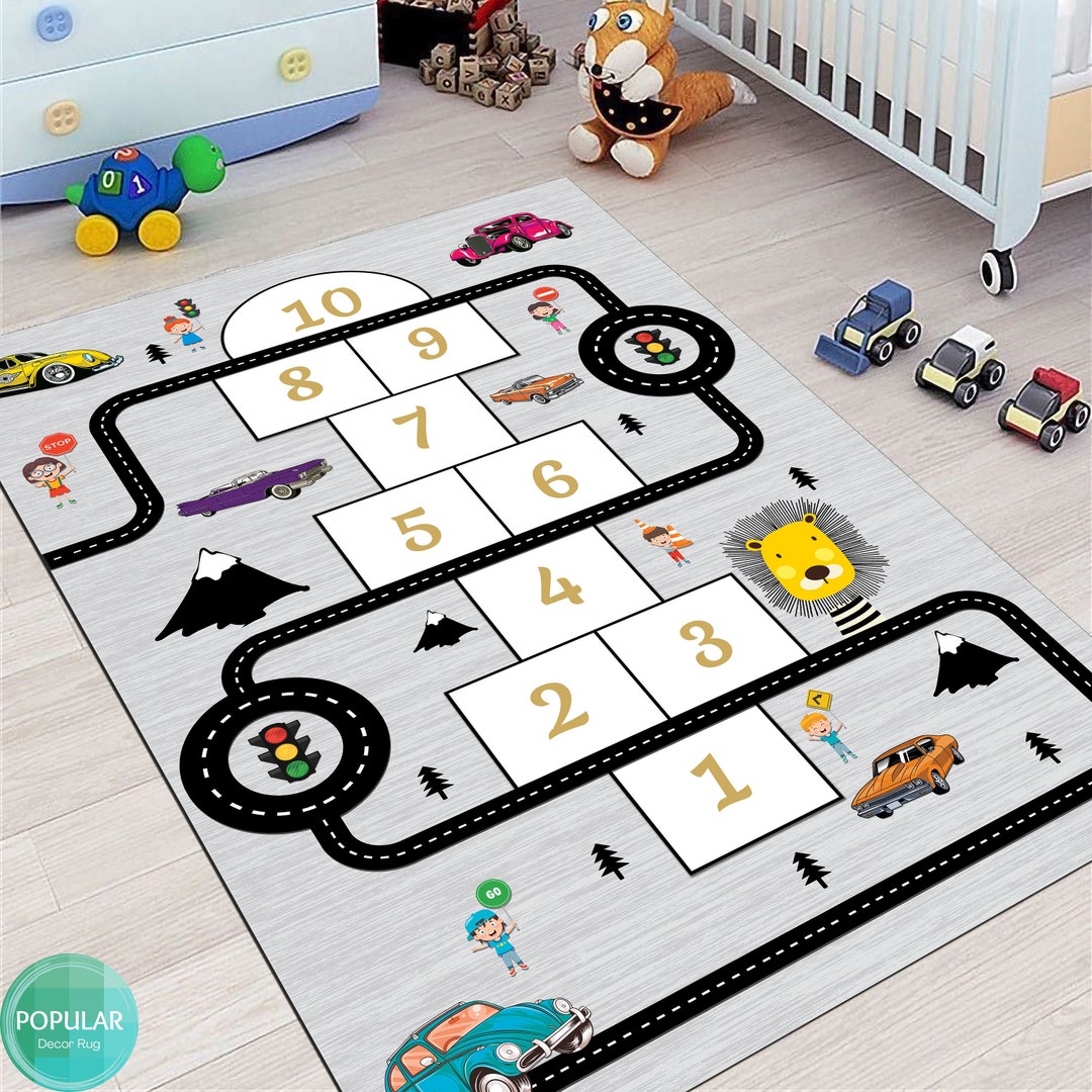Kids City Traffic Rug Gray Road Map Playing Carpet Roadmap - Etsy