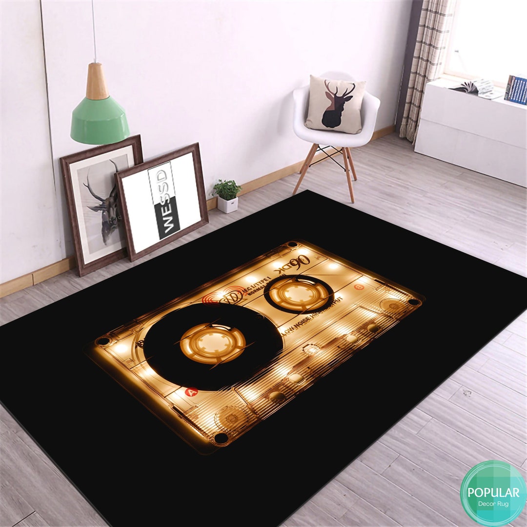 Retro Rock Casette Pattern Rug, Retro Vhs Rug, Music Rug, Cool Rug ...