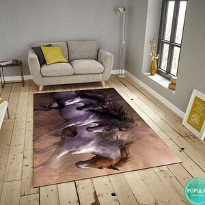 3D Lively Horse Rug, Floor Non Slip Rug, Carpet Room Mat Rectangel ...