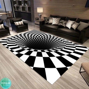 Black Hole Mat, Black and White Rug, Vortex Rug, Optical Illusion Mat ...