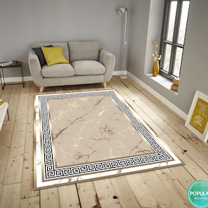 Beige Gold Marble Patterned Carpet, Marble Rug, Popular Modern Mat ...