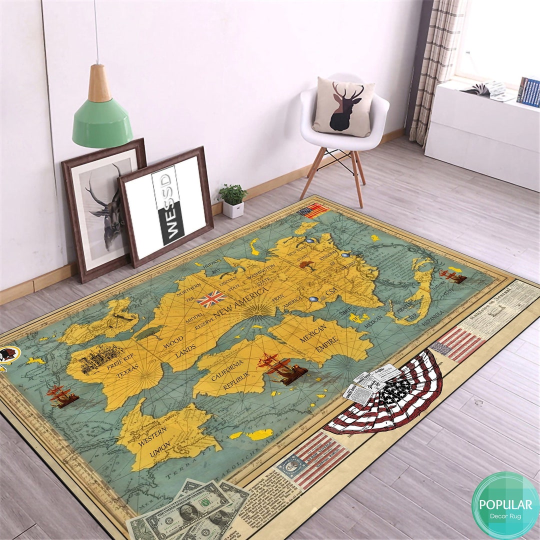 America Map Rug and Animals, Chart Mat, Plan Carpet, 100 Acre Wood Map ...