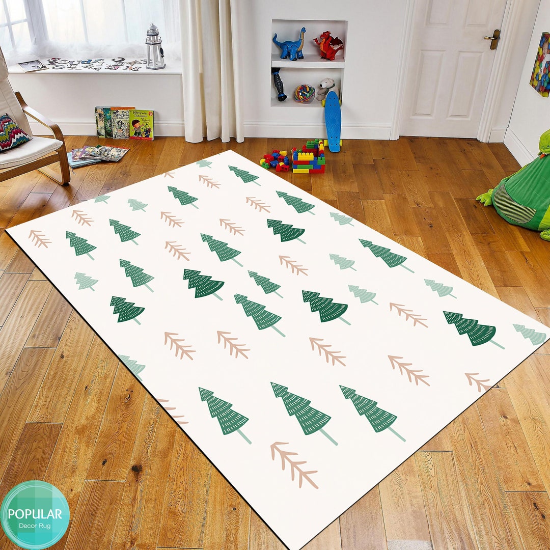 Green Tree Rug, Merry Christmas Rug, Christmas Tree Rug , Christmas ...