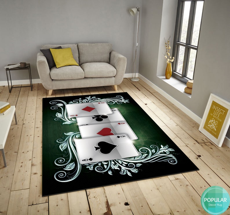 Playing Cards Symbols Area Rug Poker Player Room Design - Etsy