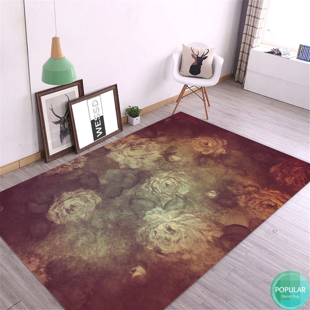 Colorful Waves Retro Design Carpet, 70s Boho Ornament Home Decor, 1970s ...