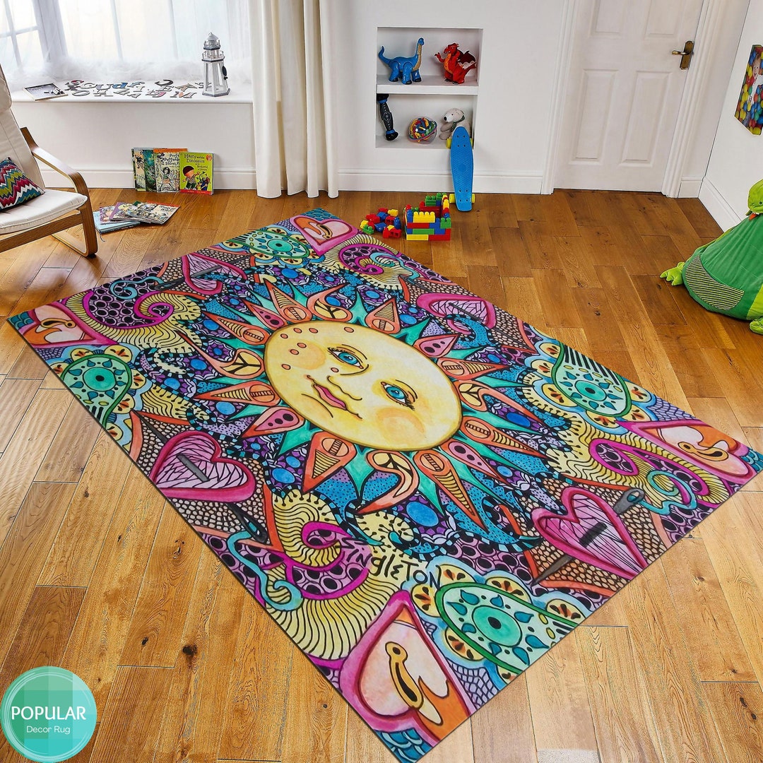 Hippie Cool Rug, Hippie Carpet, Hippie Style Room Rug, Hippie Girl Gift ...