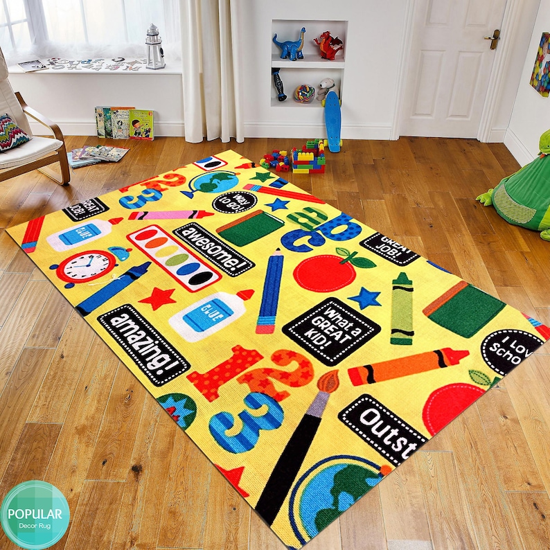 Children's Nursery ABC Round Rug Alphabet Circle Rug in - Etsy