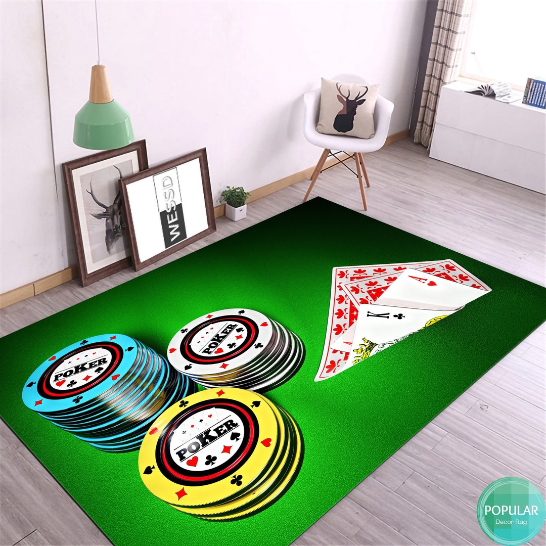 Playing Cards Symbol Rug, Poker Player Mat, Game Room Carpet, Casino ...