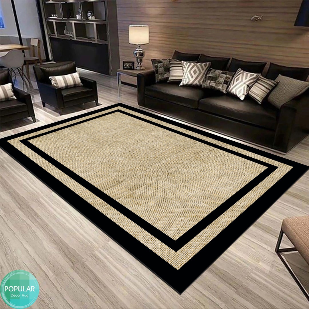 Modern Black Gold Rug,contemporary Rug, Geometric Rug for Livingroom ...