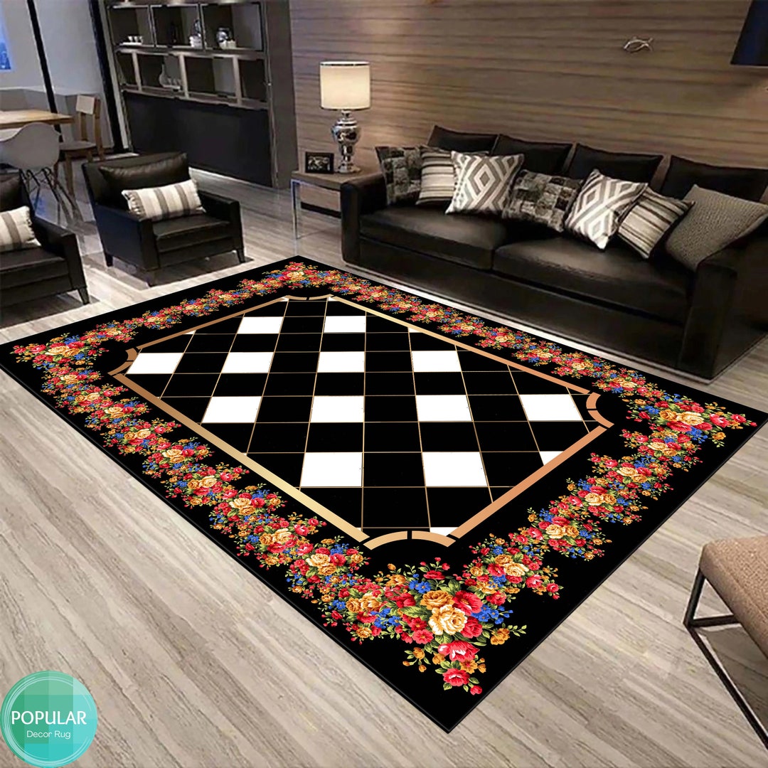 Retro 70s Area Rugs, Colorful Waves Retro Design Carpet, 70s Boho ...