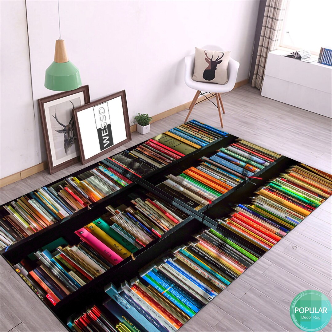 Book Rug, Library Carpet, Bookcase Mat, Athenaeum Mat, Bookshelf Art ...