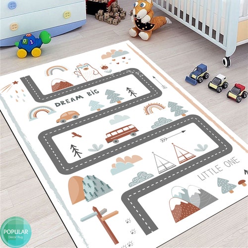 Kids City Traffic Rug Gray Road Map Playing Carpet Roadmap - Etsy