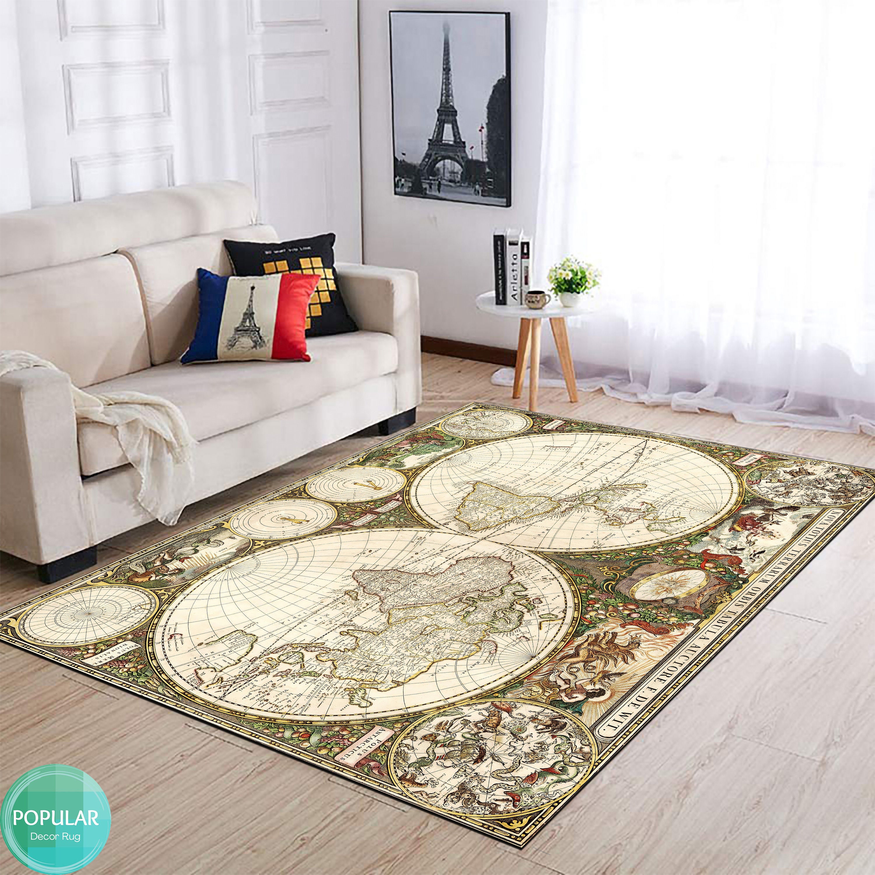 Atlas Map Rug, Chart Mat, Plan Carpet, Area Runner, Kids Play Rug ...