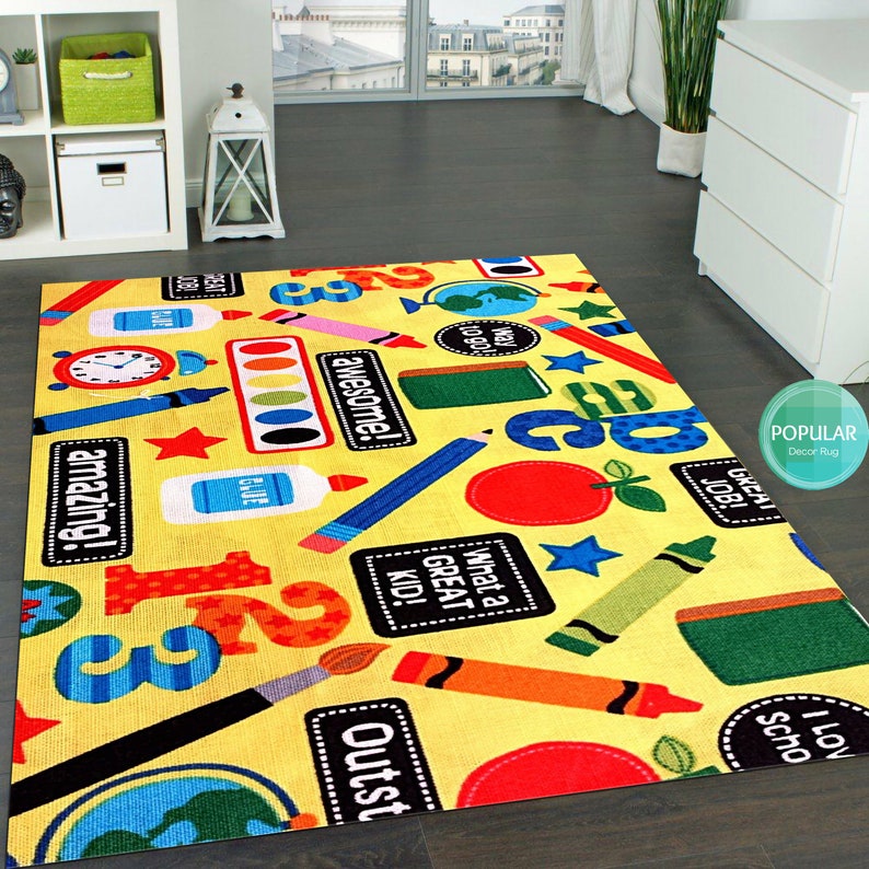 Children's Nursery ABC Round Rug Alphabet Circle Rug in - Etsy