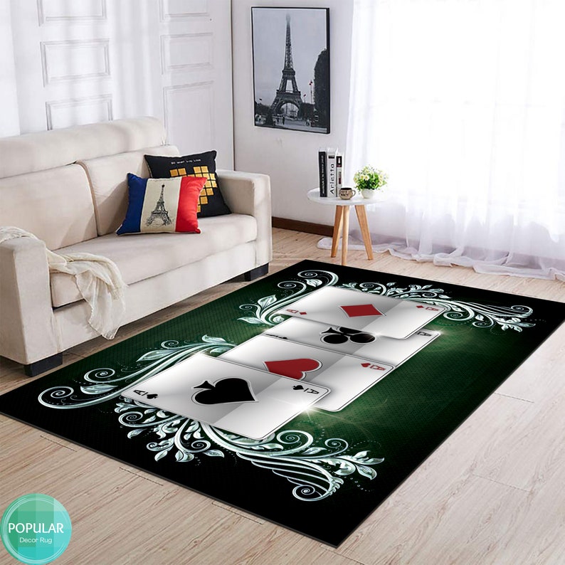 Playing Cards Symbols Area Rug Poker Player Room Design - Etsy