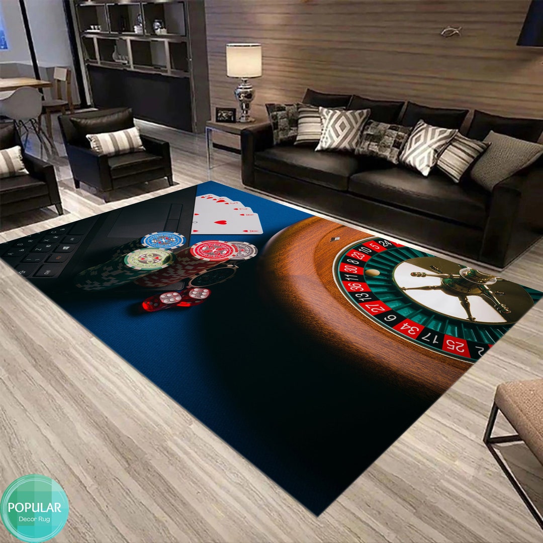 Playing Cards Symbol Rug, Poker Player Mat, Game Room Carpet, Casino ...