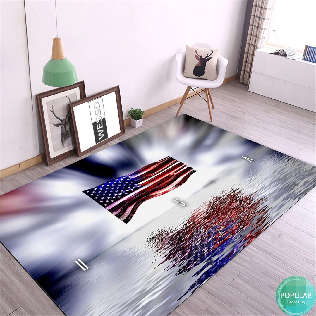 American Eagle Flag Area Rug, American Banner Mat, American Flag Carpet ...
