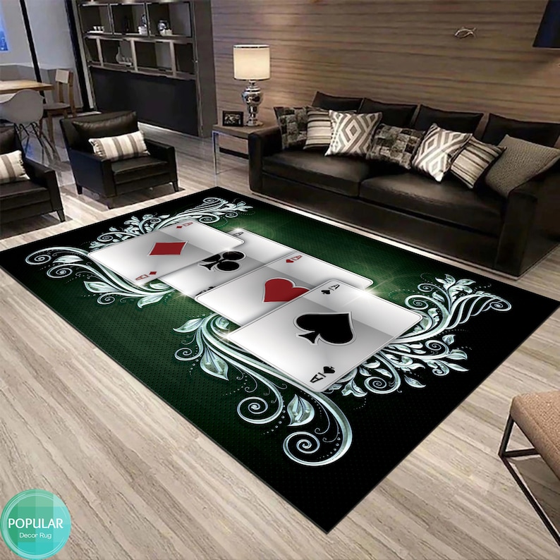Playing Cards Symbols Area Rug Poker Player Room Design - Etsy
